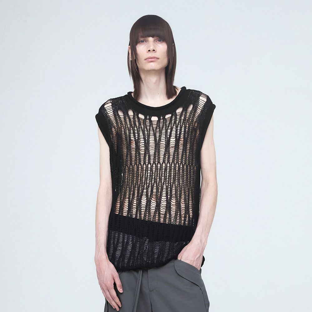 SPARSE KNIT VEST (UNISEX) BLACK - 감도 깊은 취향 셀렉트샵 29CM