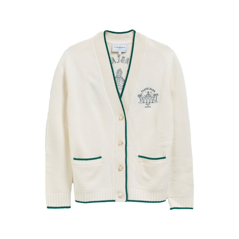 (W) 카사블랑카 자수 캐시미어 가디건 - 화이트 (WS23KW38401) - 감도 깊은 취향 셀렉트샵 29CM