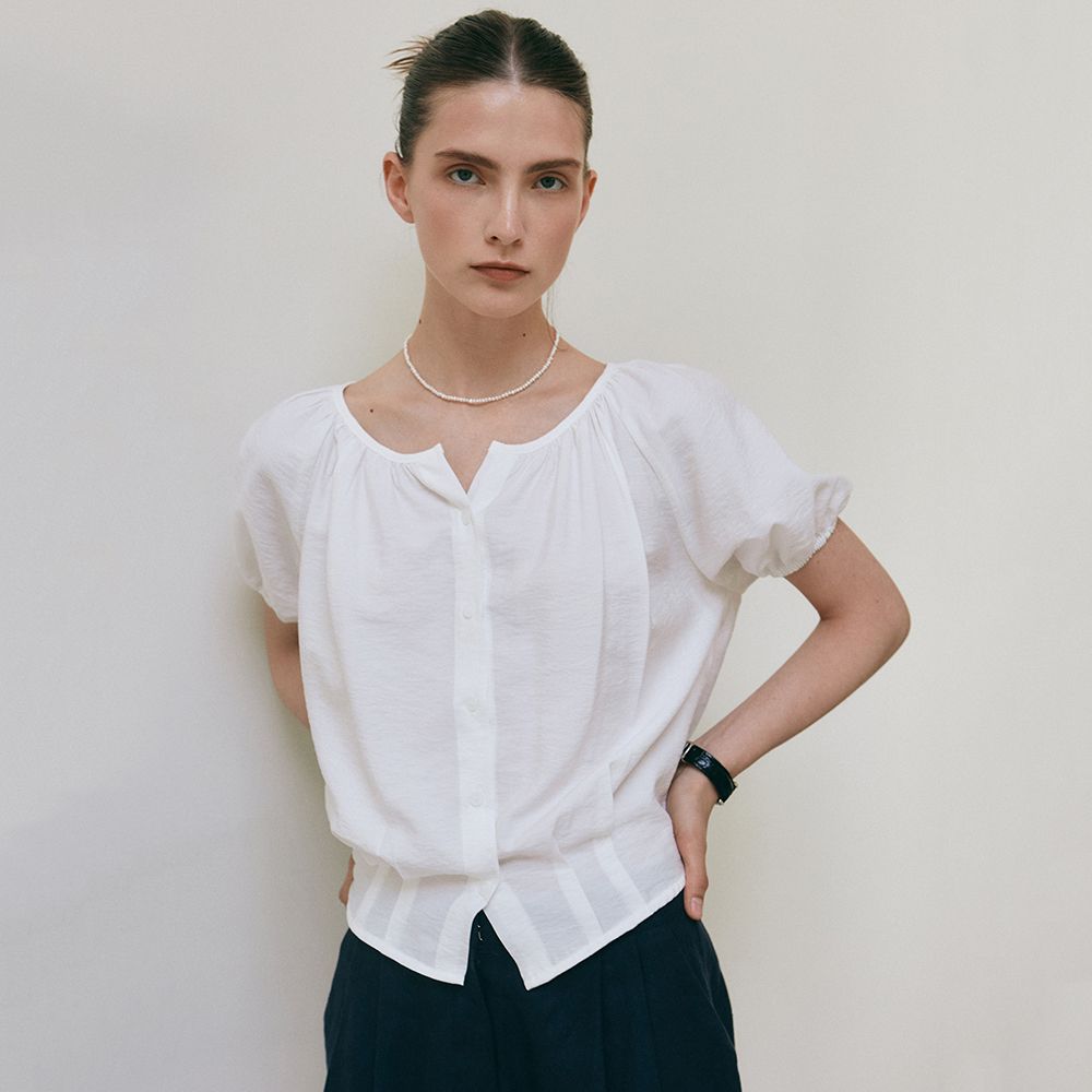 DRAWSTRING SHIRRING BLOUSE_IVORY - 감도 깊은 취향 셀렉트샵 29CM