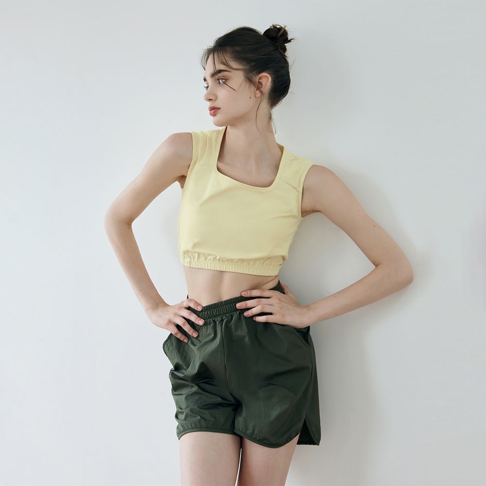 여성 요가복 DEVI-TS0039-레몬 필라테스 엠보 크롭 슬리브리스 - 감도 깊은 취향 셀렉트샵 29CM