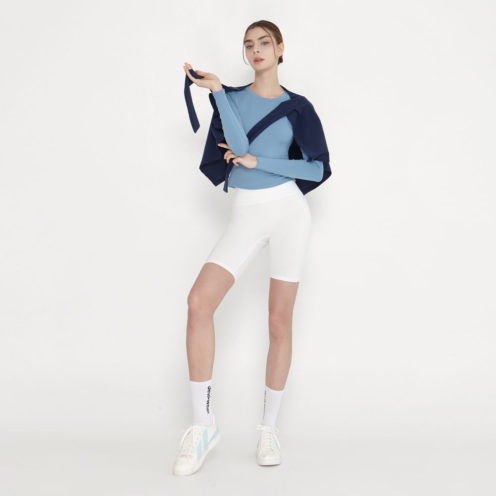 여성 요가복 DEVI-B0013-화이트 필라테스 군살제로 바이커 5부 - 감도 깊은 취향 셀렉트샵 29CM