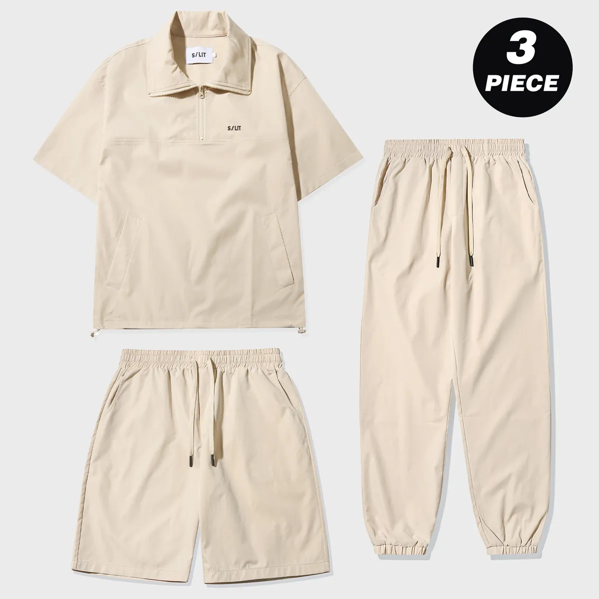 [SET] 스테디 라이트 반팔 아노락 3P 셋업 베이지 - 감도 깊은 취향 셀렉트샵 29CM