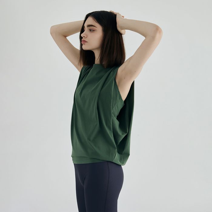 여성 요가복 DEVI-TS0029-에쉬그린 필라테스 빙고 이중 슬리브리스 - 감도 깊은 취향 셀렉트샵 29CM