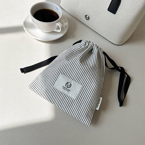 French stripe string pouch - Black - 감도 깊은 취향 셀렉트샵 29CM