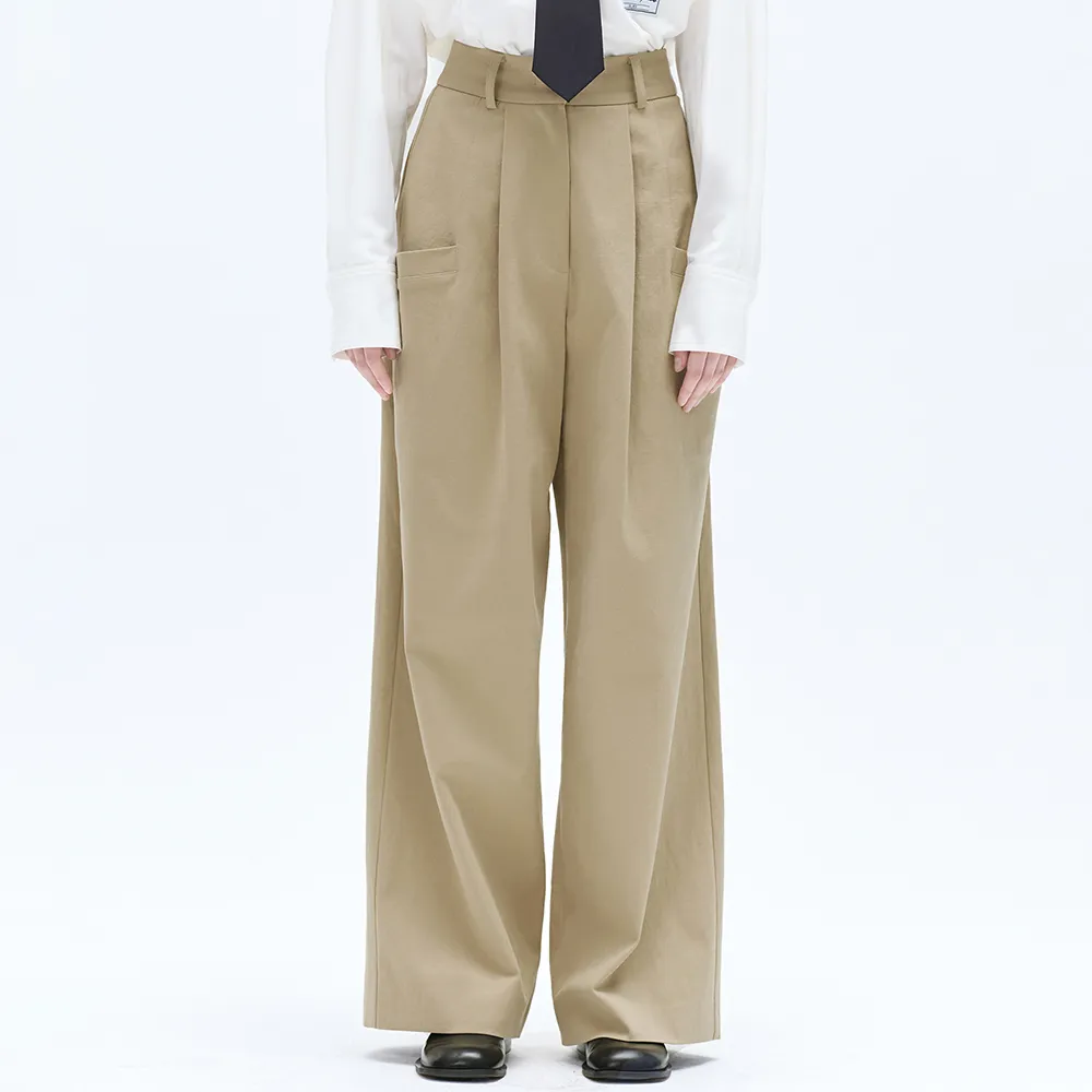 COTTON POCKET PINTUCK WIDE PANTS_BEIGE - 감도 깊은 취향 셀렉트샵 29CM