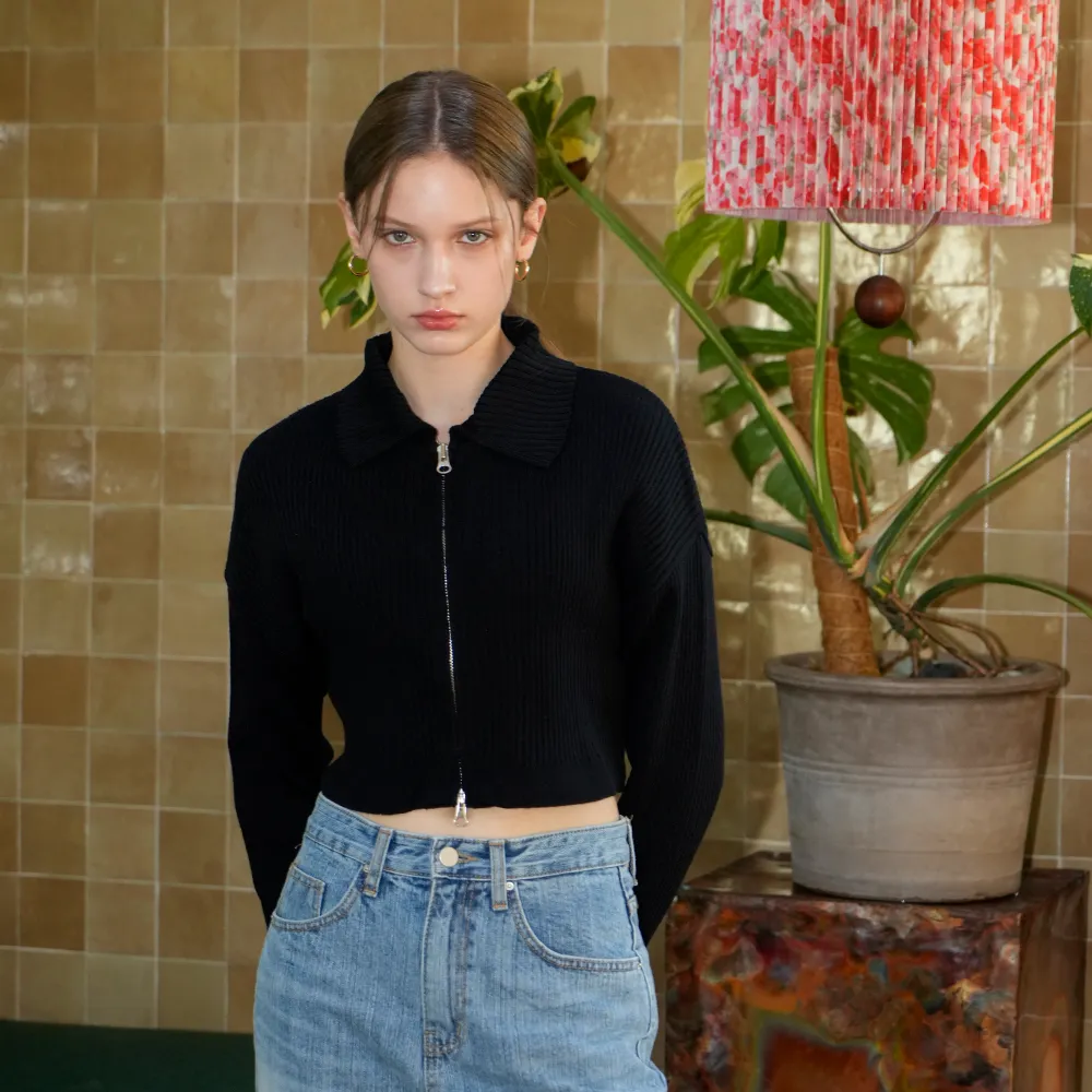 Wool Calla Two-way Crop Knit Cardigan (Black) - 감도 깊은 취향 셀렉트샵 29CM