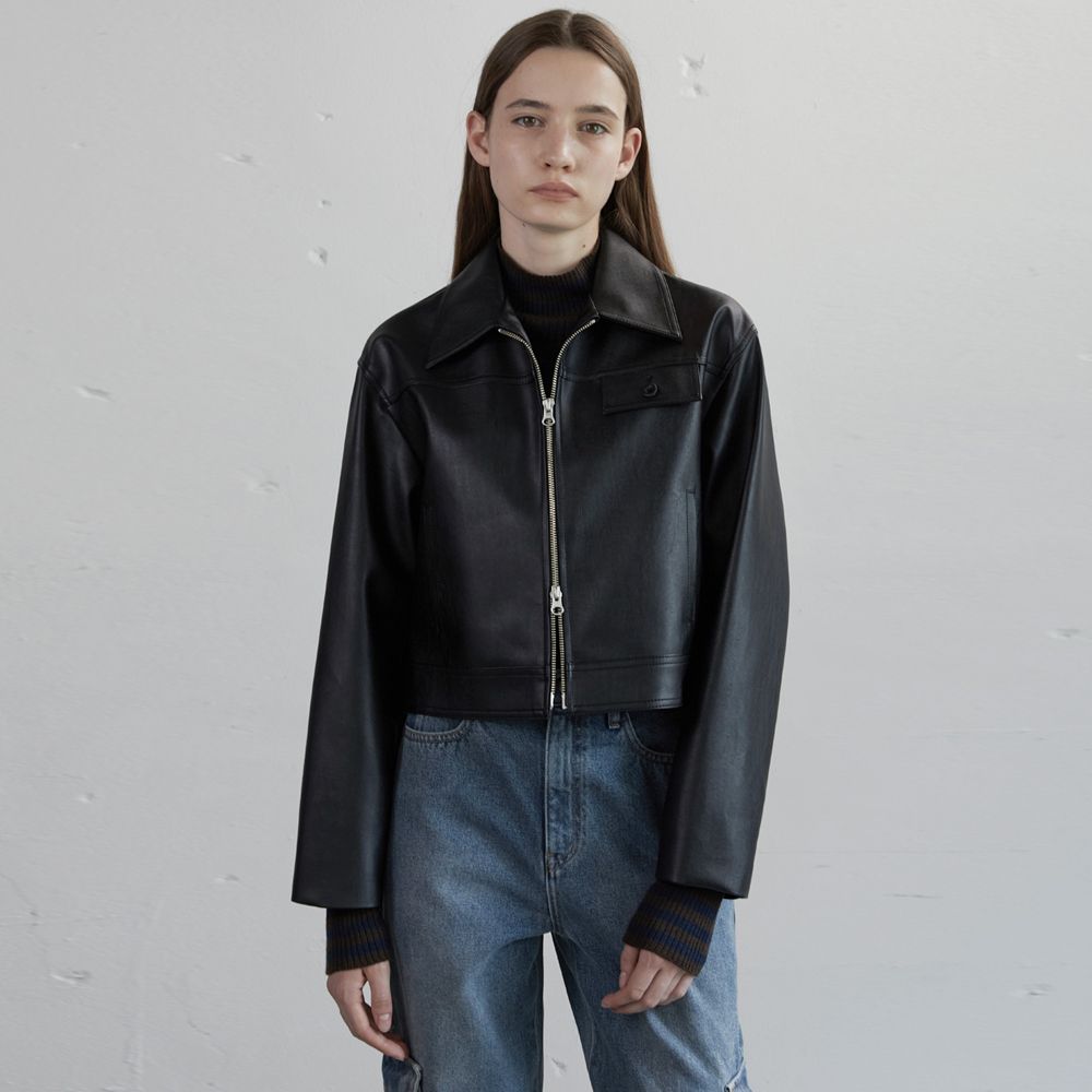 Leather zip-up jacket (black) - 감도 깊은 취향 셀렉트샵 29CM