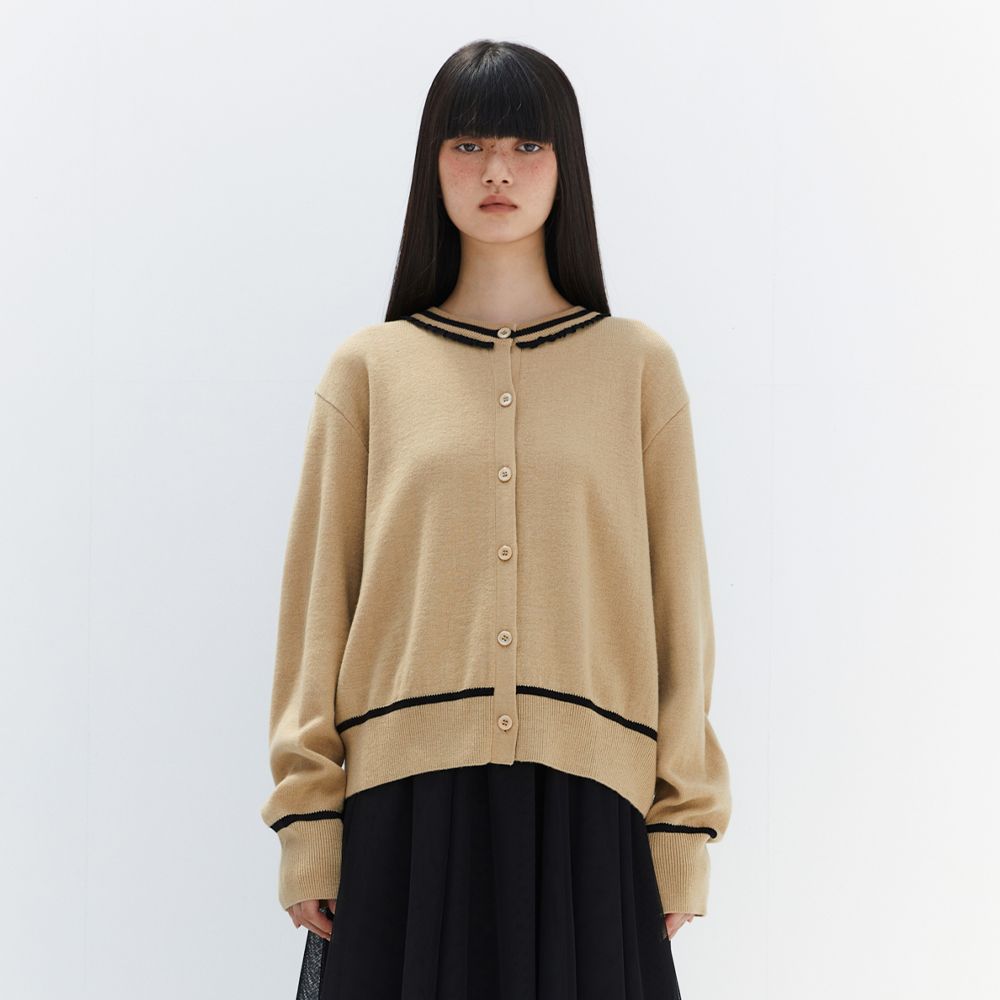 FRILL LINE CARDIGAN (BEIGE) - 감도 깊은 취향 셀렉트샵 29CM
