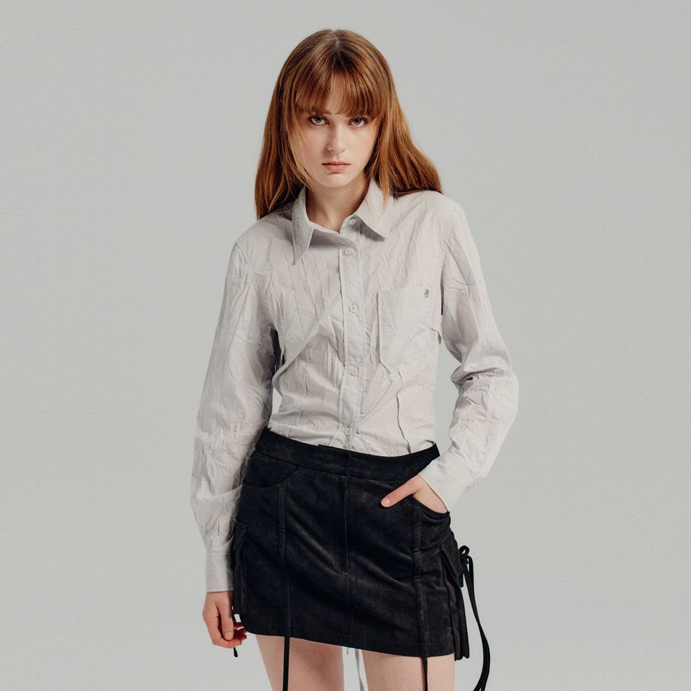 CREASED STRING SHIRT - LIGHT GREY - 감도 깊은 취향 셀렉트샵 29CM