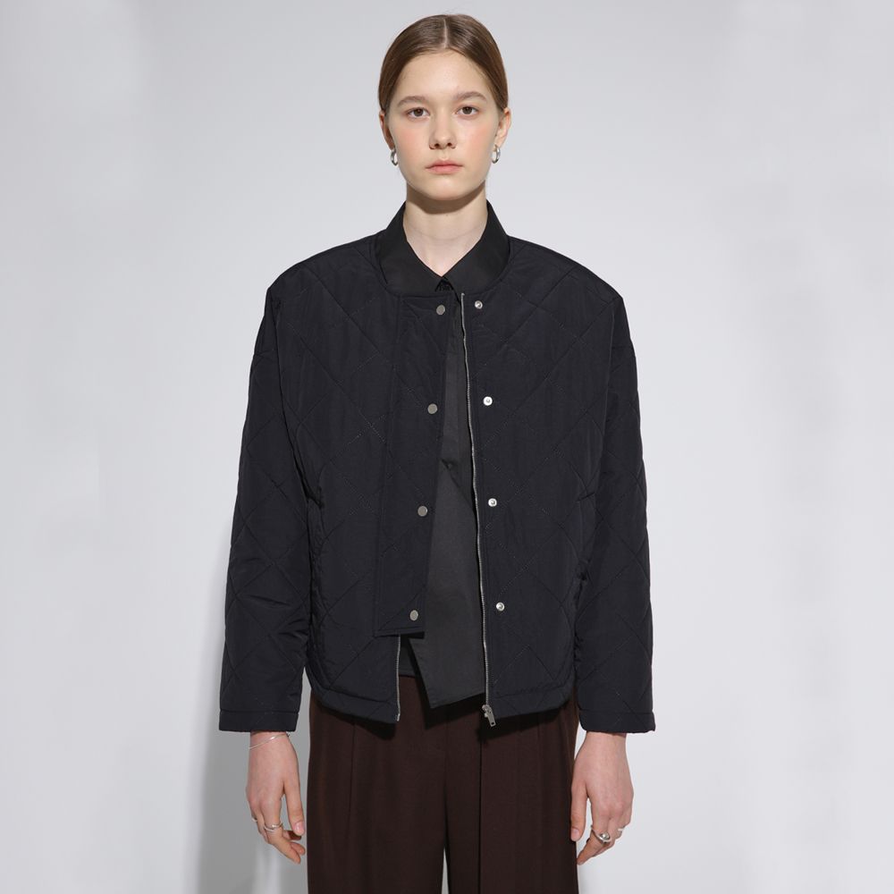 Quilting Crop Padding Jumper_Black - 감도 깊은 취향 셀렉트샵 29CM