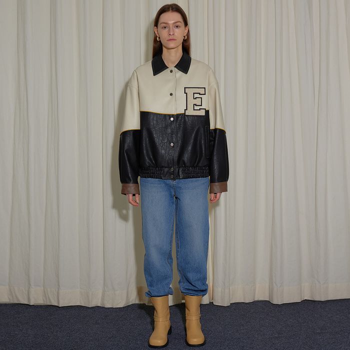 ECO LEATHER LOGO VARSITY JACKET - IVORY - 감도 깊은 취향 셀렉트샵 29CM
