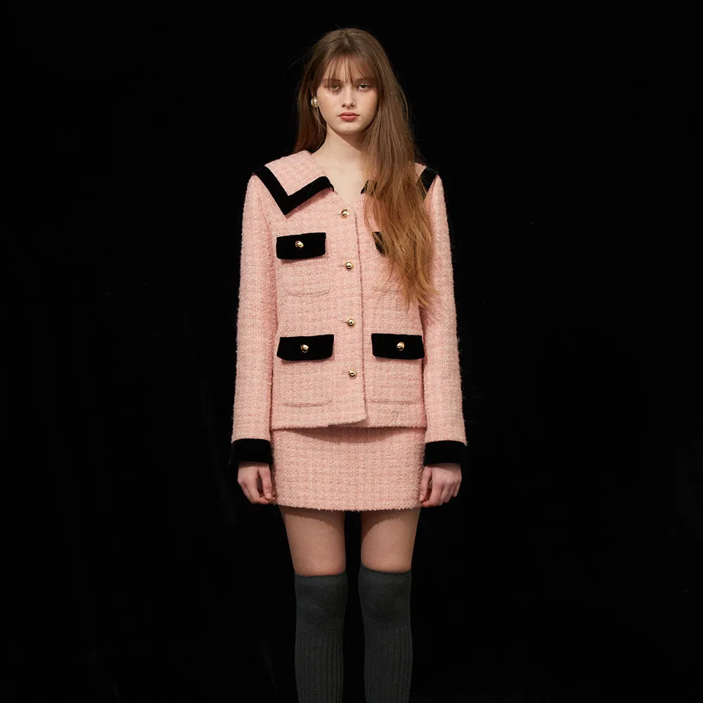 VELVET COMBI COLLAR JACKET - PINK - 감도 깊은 취향 셀렉트샵 29CM