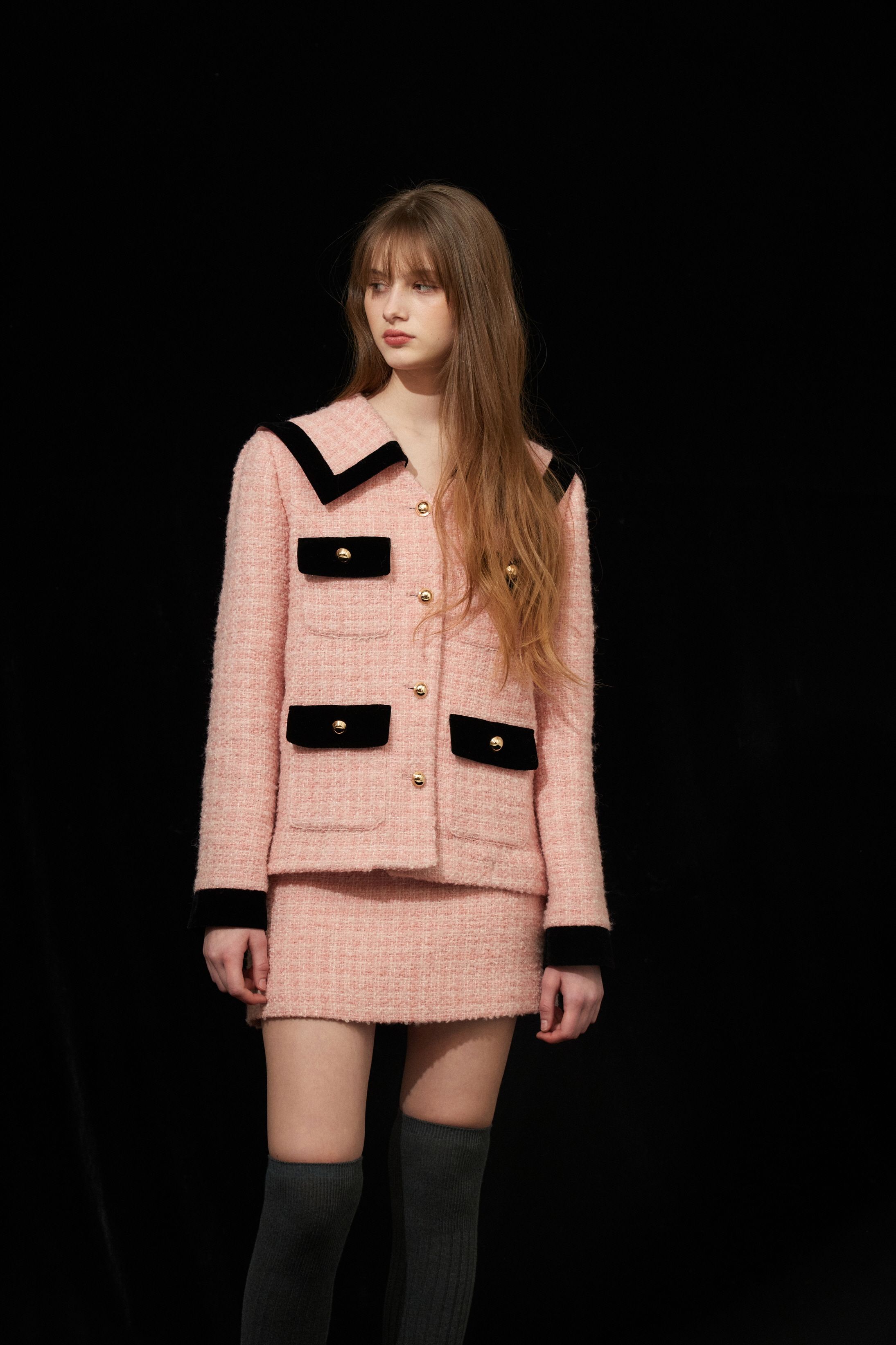 VELVET COMBI COLLAR JACKET - PINK - 감도 깊은 취향 셀렉트샵 29CM
