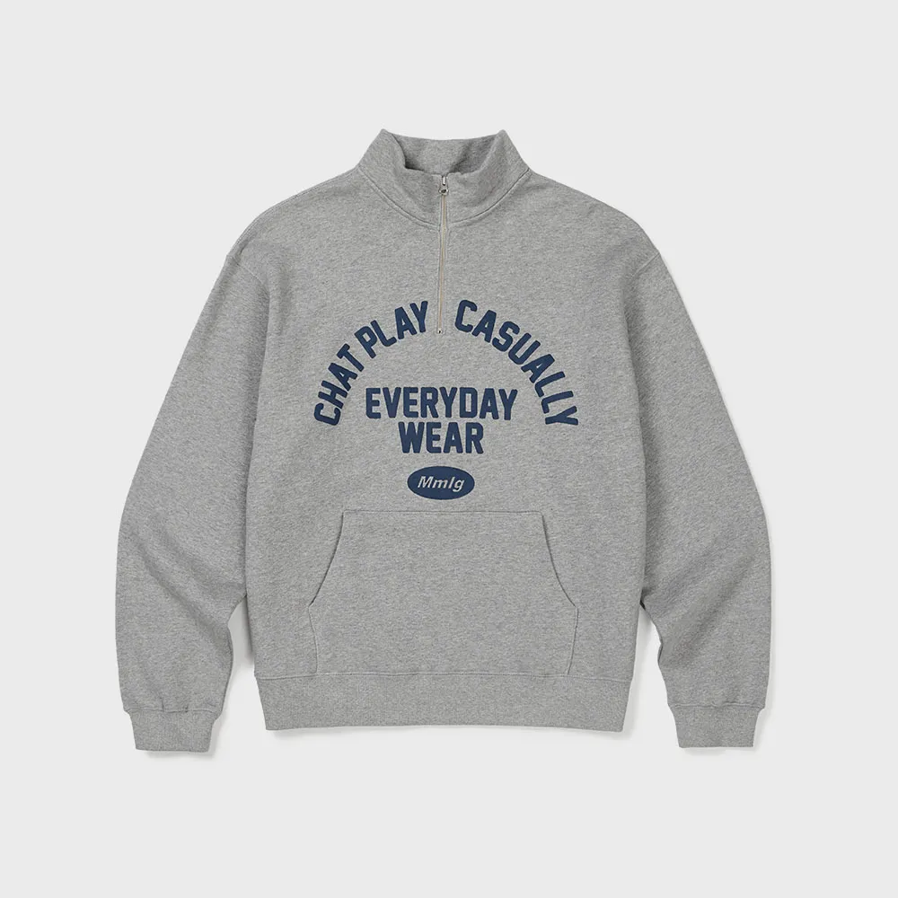 [Mmlg] COLLEGE HALF ZIP SWEAT (EVERY GREY) - 감도 깊은 취향 셀렉트샵 29CM