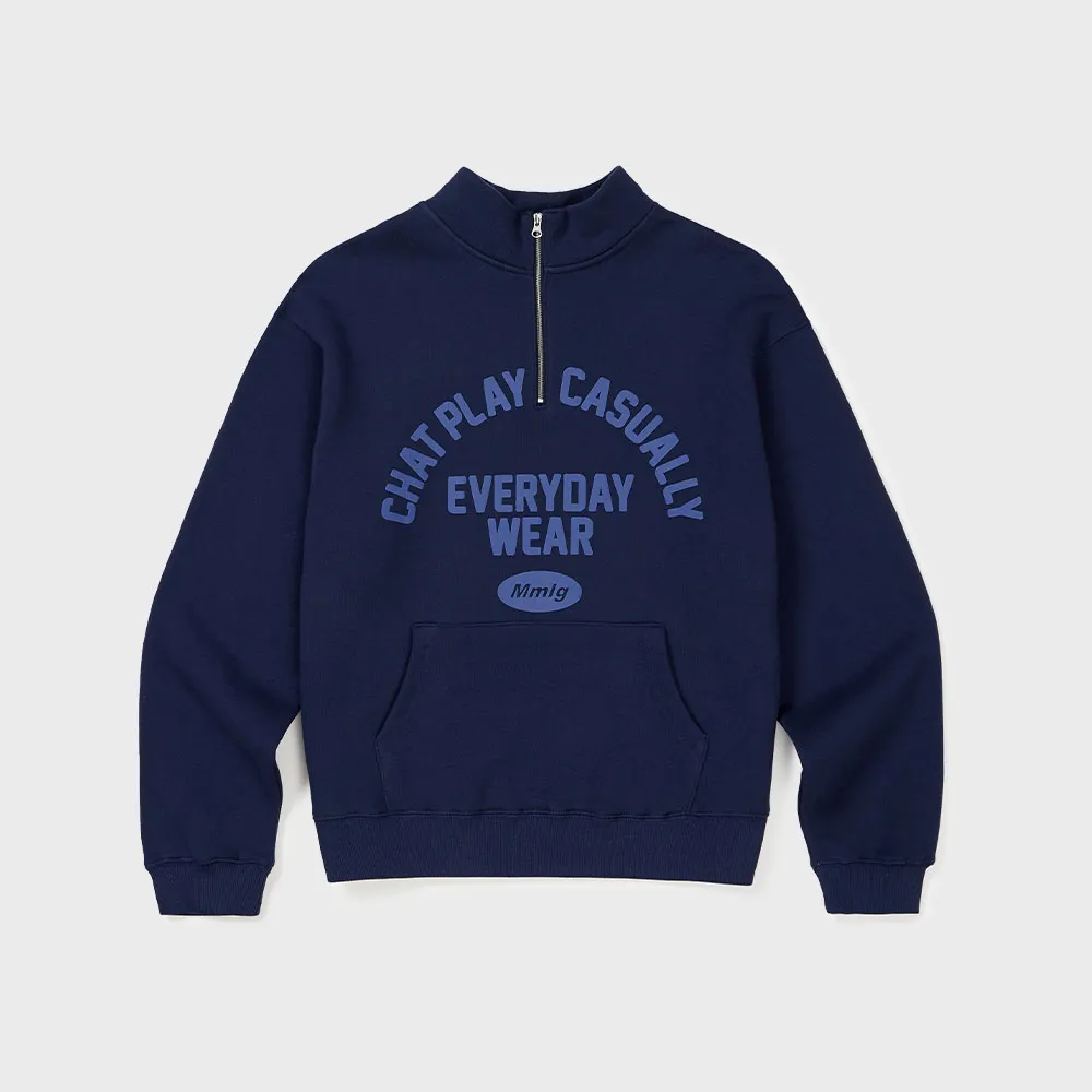 [Mmlg] COLLEGE HALF ZIP SWEAT (BLUE NAVY) - 감도 깊은 취향 셀렉트샵 29CM