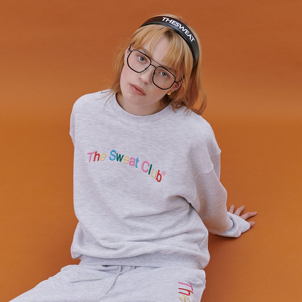 THE SWEAT CLUB Multicolor Logo Sweatshirt (L.MELANGE GREY) - 감도 깊은 취향 ...