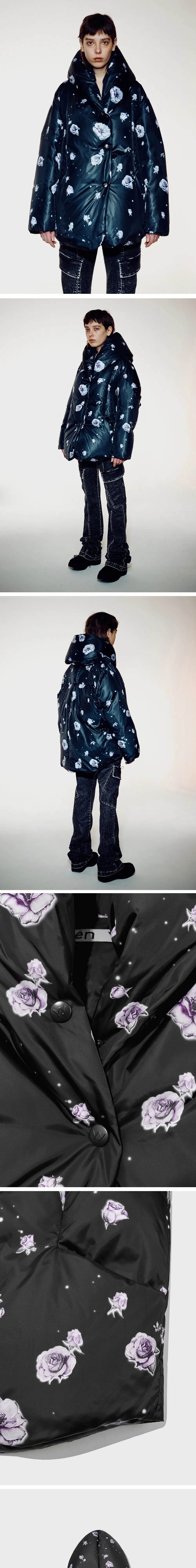 FLOWER BLANKET PUFFER (BLACK) - 감도 깊은 취향 셀렉트샵 29CM