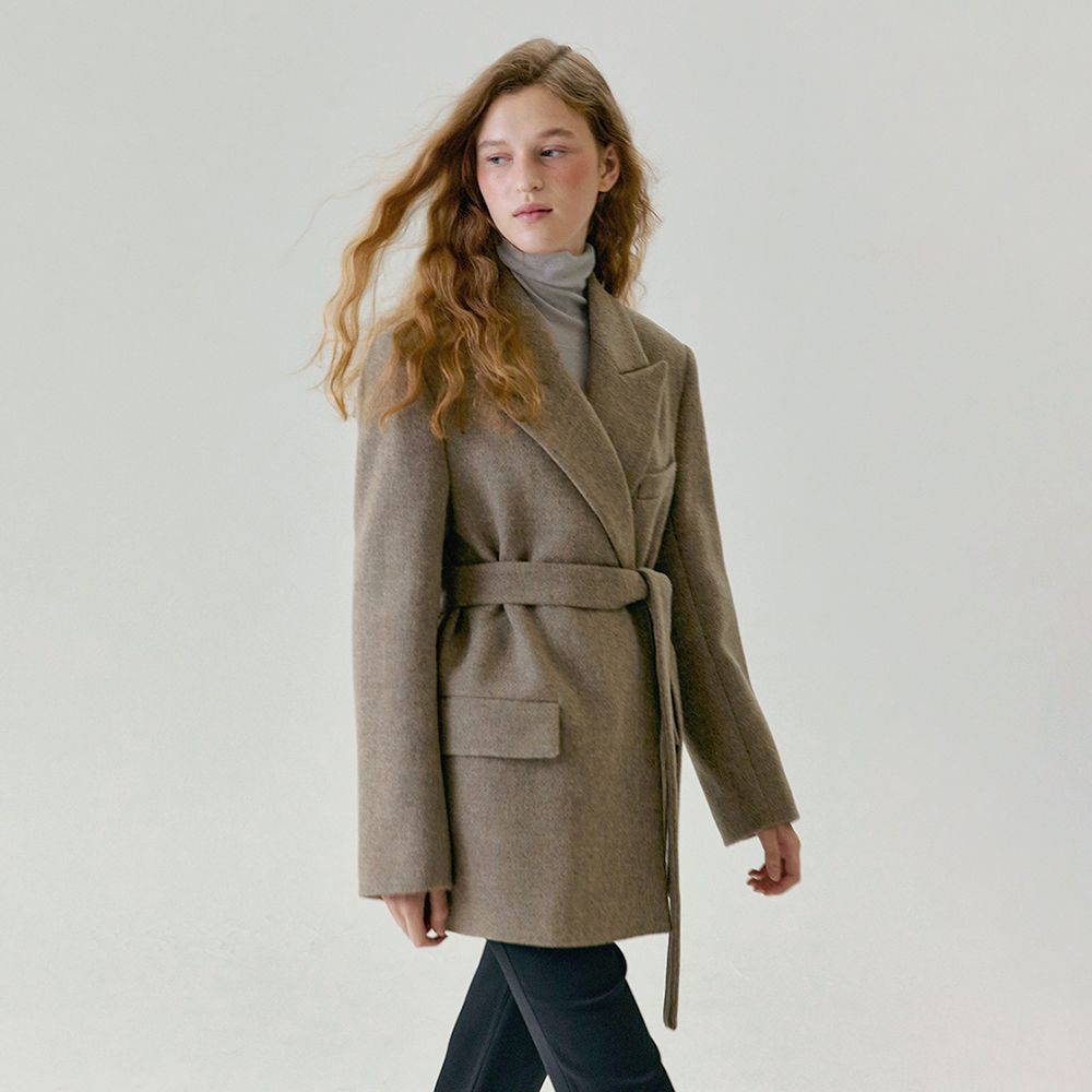 [23FW재입고] SIENNA belted half coat_Alpaca tweed Beige - 감도 깊은 취향 셀렉트샵 29CM
