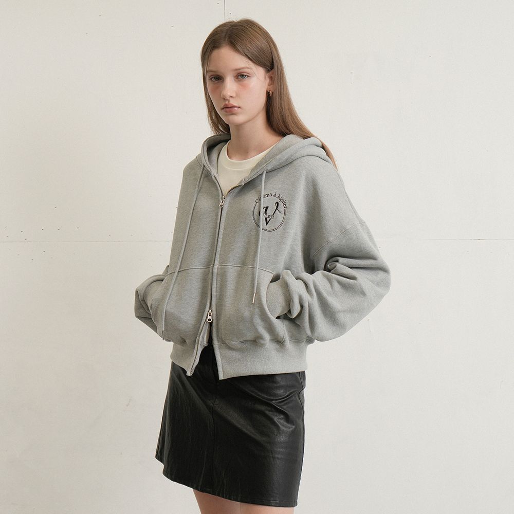 Main Logo Needlework Hood Zip-up (Gray) - 감도 깊은 취향 셀렉트샵 29CM