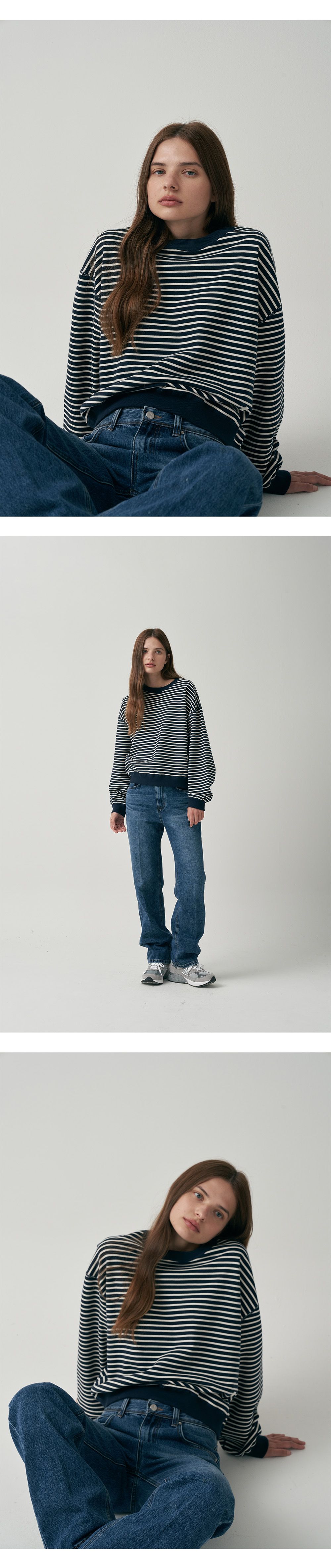 스티치 스웻셔츠-Strip Navy - 감도 깊은 취향 셀렉트샵 29CM