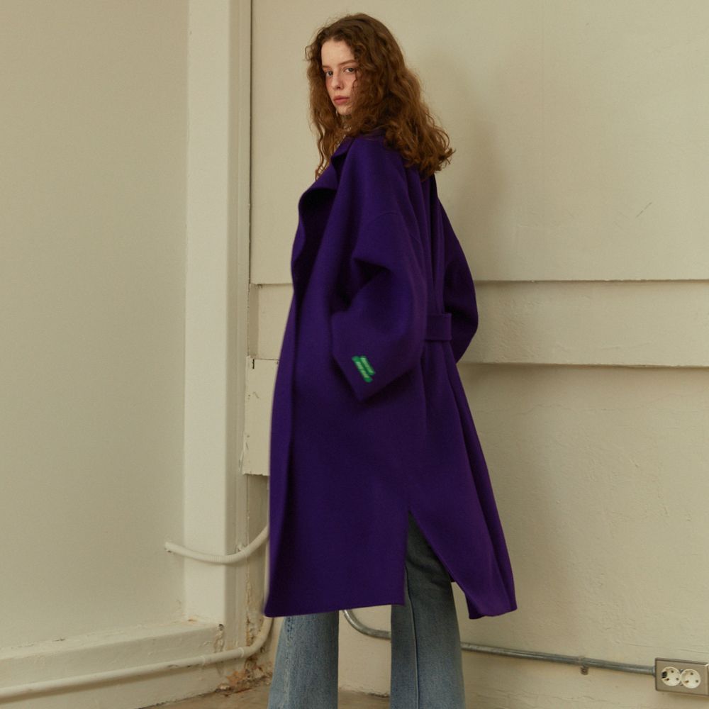 [handmade] Belted Slit Wool Coat (Purple) - 감도 깊은 취향 셀렉트샵 29CM