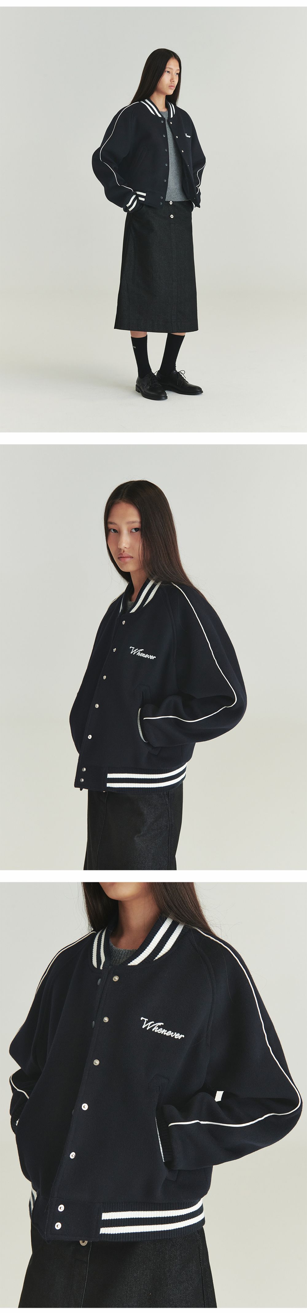 Whenever Wool Varcity Jacket - Navy - 감도 깊은 취향 셀렉트샵 29CM