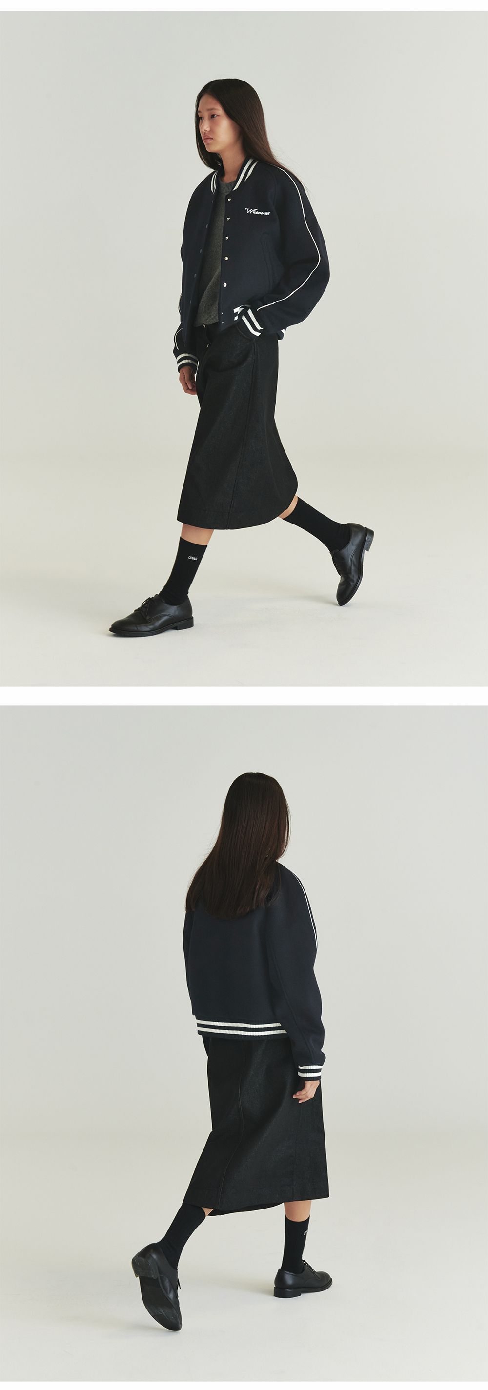 Whenever Wool Varcity Jacket - Navy - 감도 깊은 취향 셀렉트샵 29CM