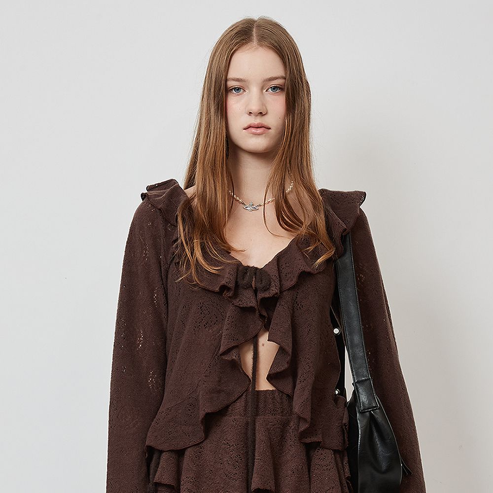 FRILL STRING CARDIGAN_BROWN - 감도 깊은 취향 셀렉트샵 29CM