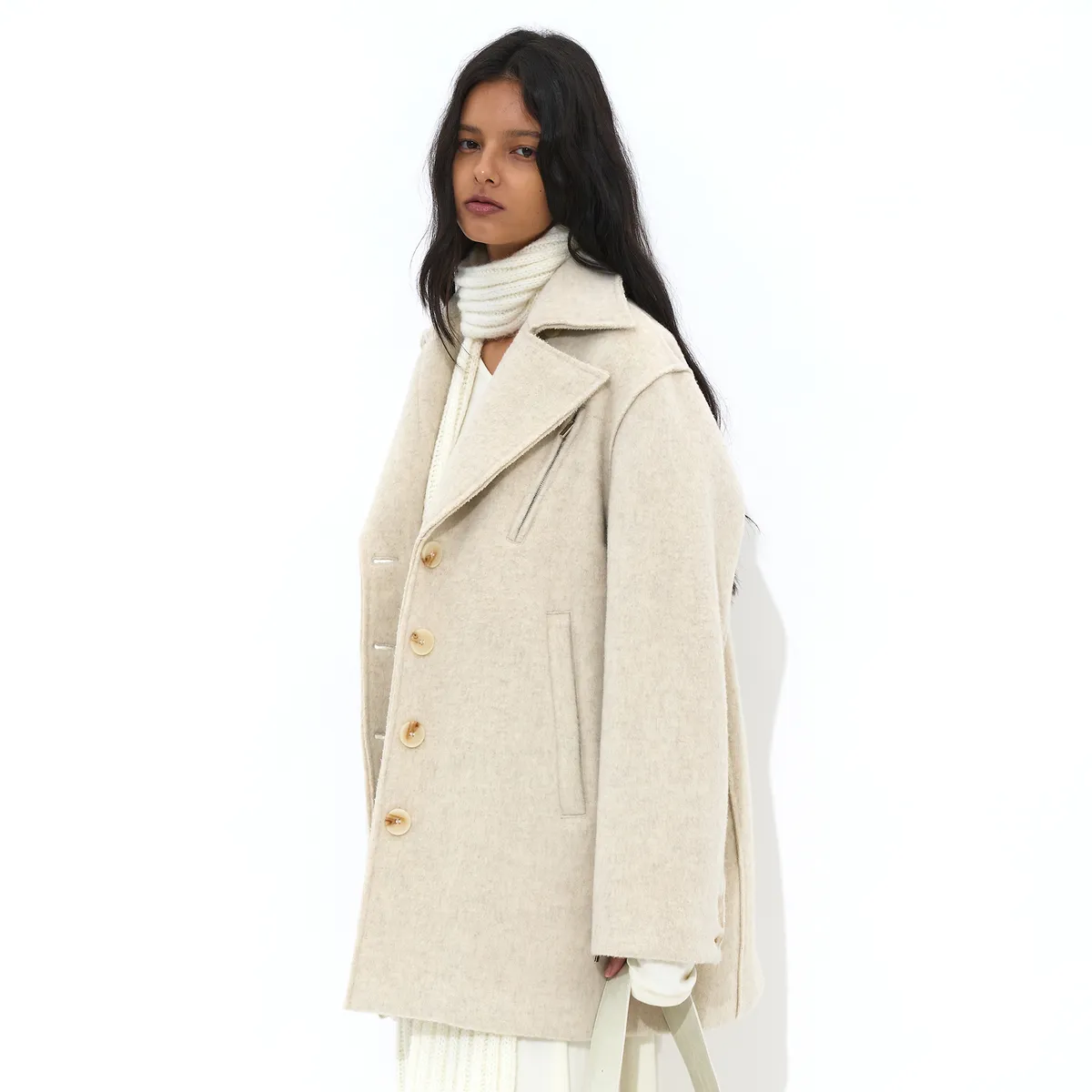 WOOL-BLEANDED CUT OFF HALF COAT_IVORY - 감도 깊은 취향 셀렉트샵 29CM