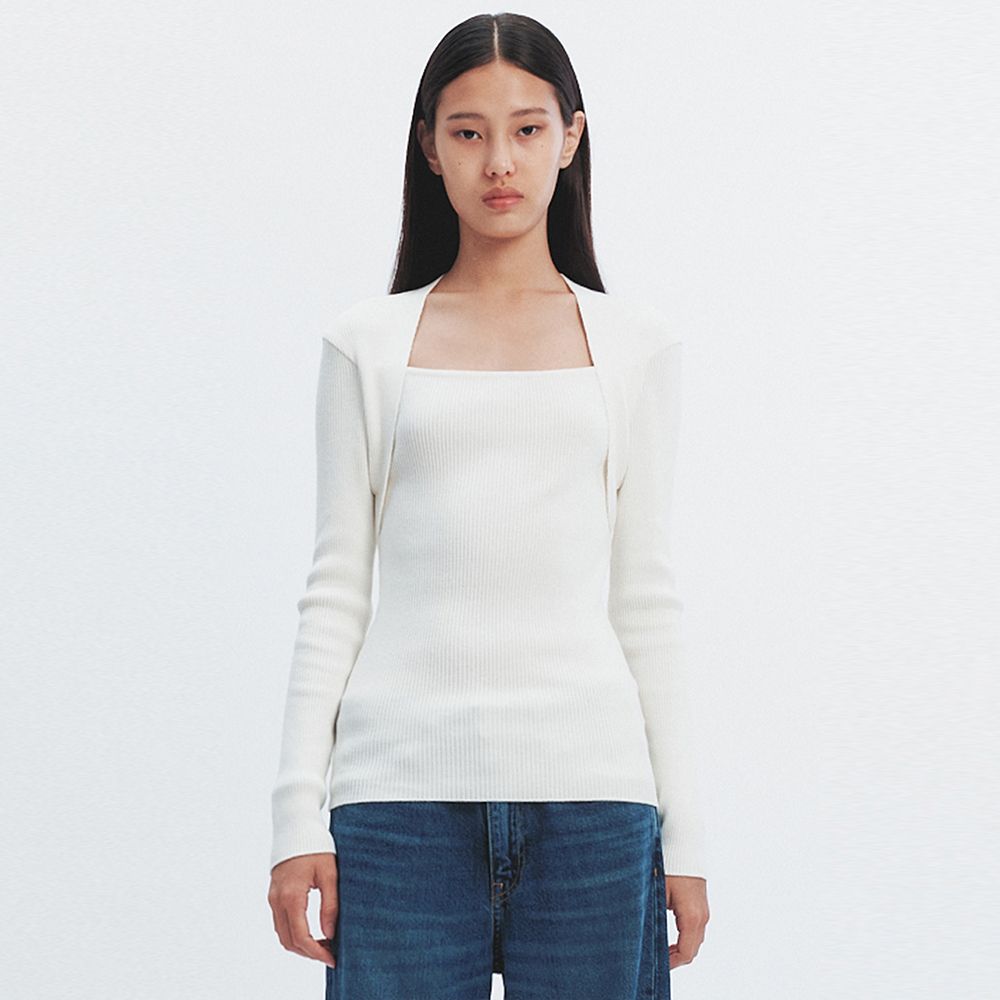 MODAL BLEND SQUARE NECK KNIT TOP IVORY - 감도 깊은 취향 셀렉트샵 29CM