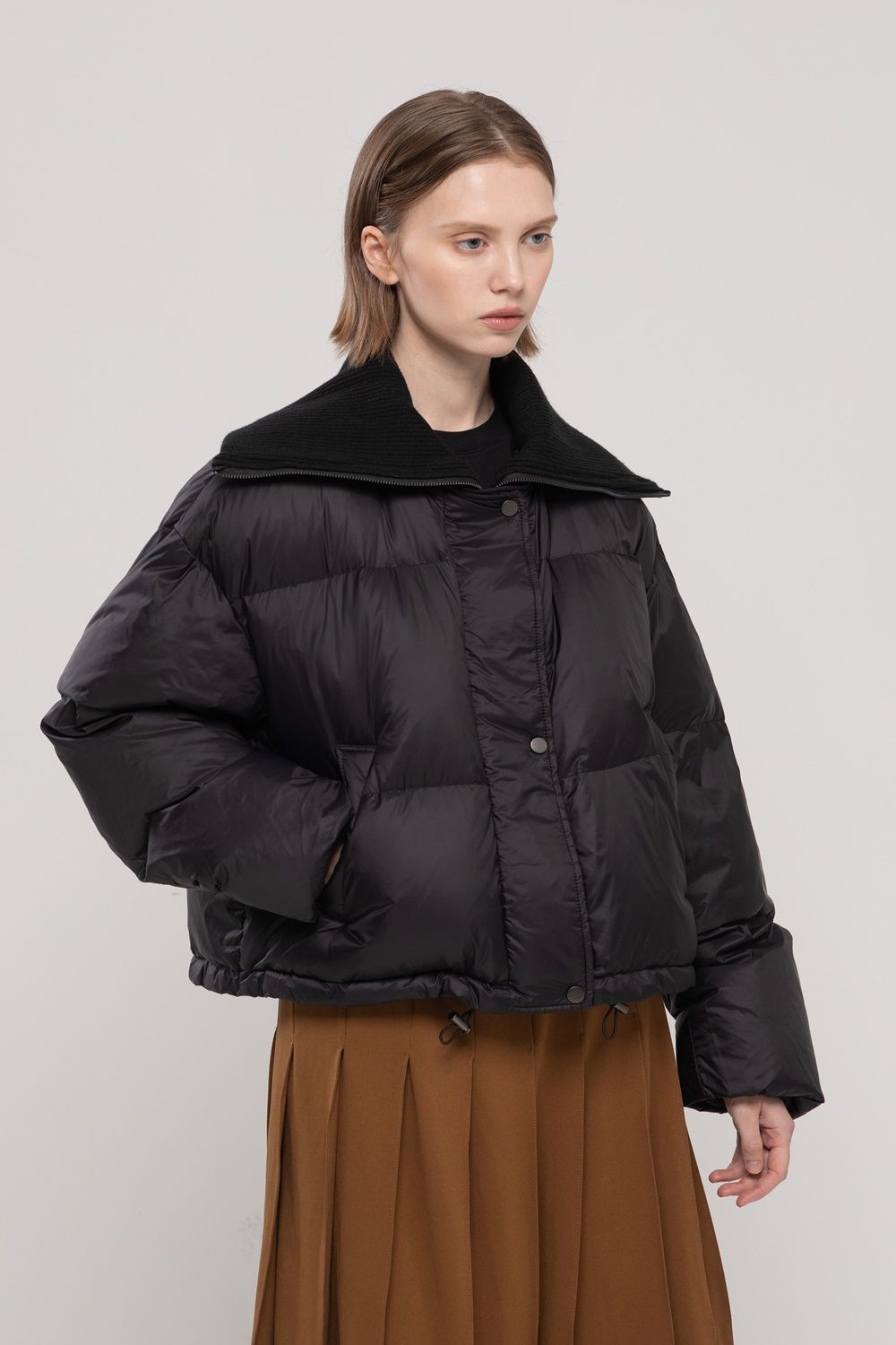 Knit collar duck-down short padded - Black - 감도 깊은 취향 셀렉트샵 29CM