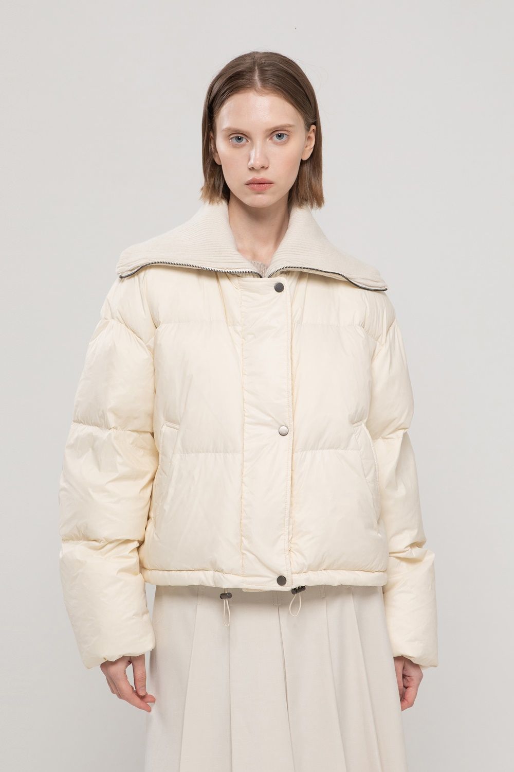 Knit collar duck-down short padded - Ivory - 감도 깊은 취향 셀렉트샵 29CM