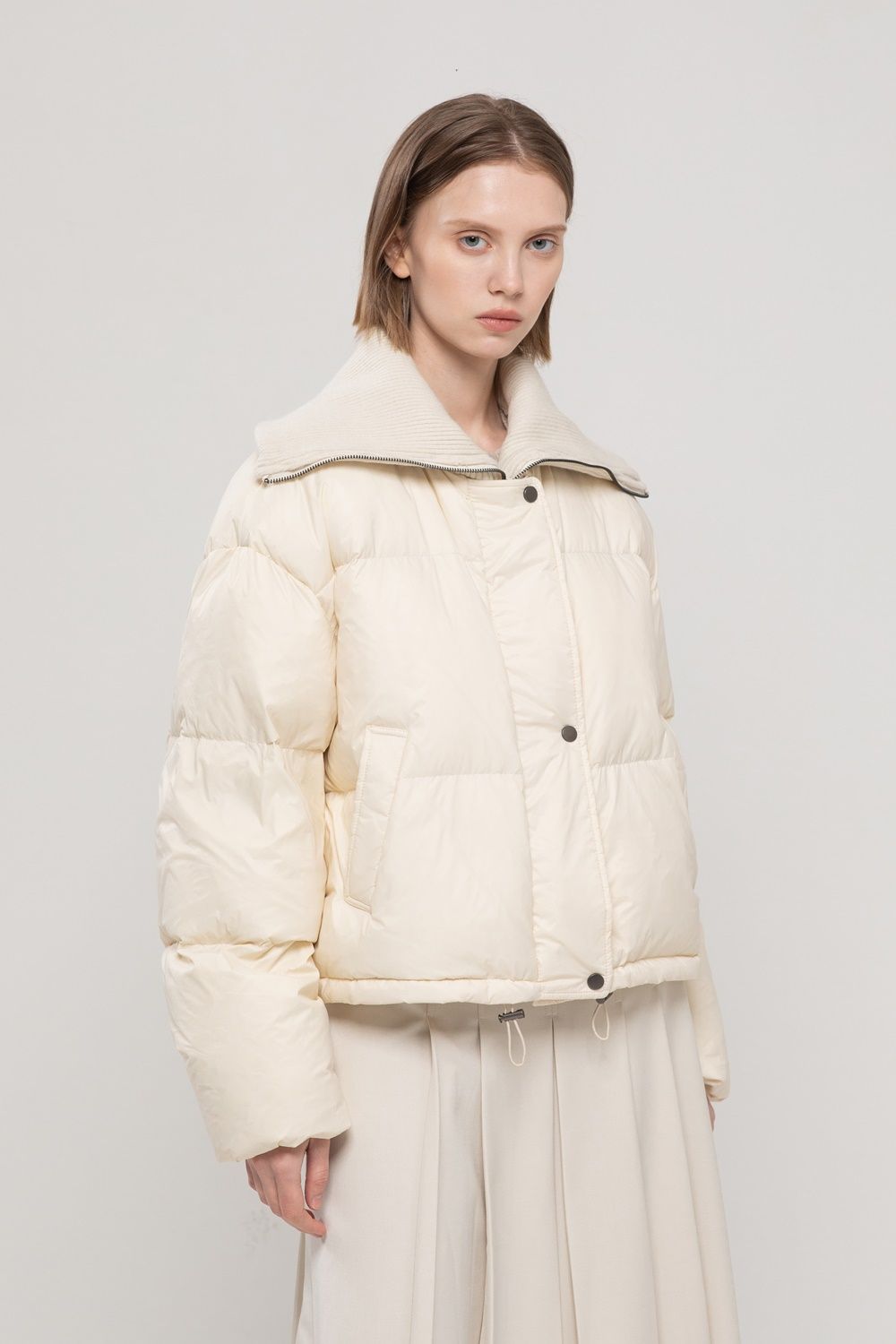 Knit collar duck-down short padded - Ivory - 감도 깊은 취향 셀렉트샵 29CM