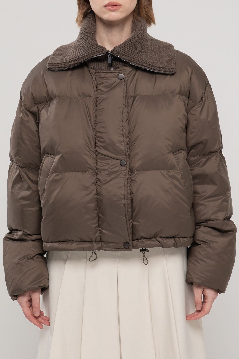 Knit collar duck-down short padded - Brown - 감도 깊은 취향 셀렉트샵 29CM