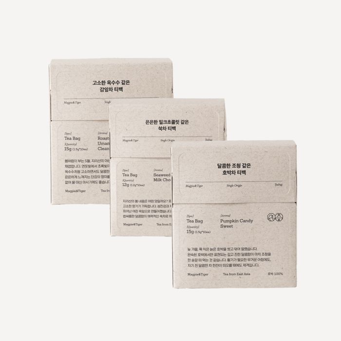허브차 티백 3종 세트 쑥차 감잎차 호박차 감도 깊은 취향 셀렉트샵 29cm