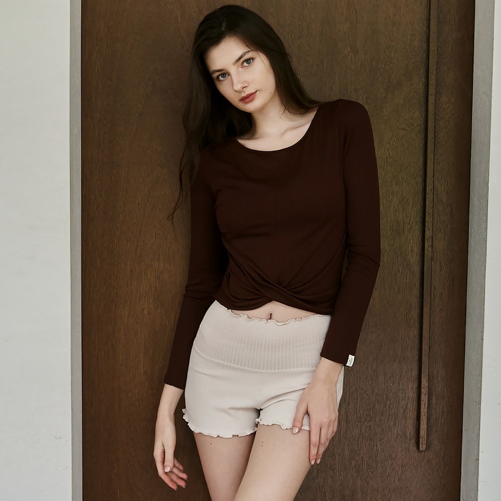 여성 요가복 DEVI-T0095-브라운 필라테스 릴리즈 꼬임 롱슬리브 - 감도 깊은 취향 셀렉트샵 29CM