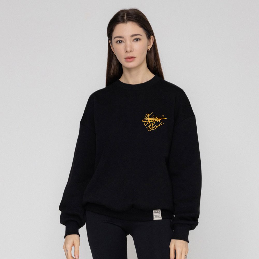 [ODNR-UNISEX]스몰 레터링 싸인 맨투맨_블랙/옐로우 로고 - 감도 깊은 취향 셀렉트샵 29CM