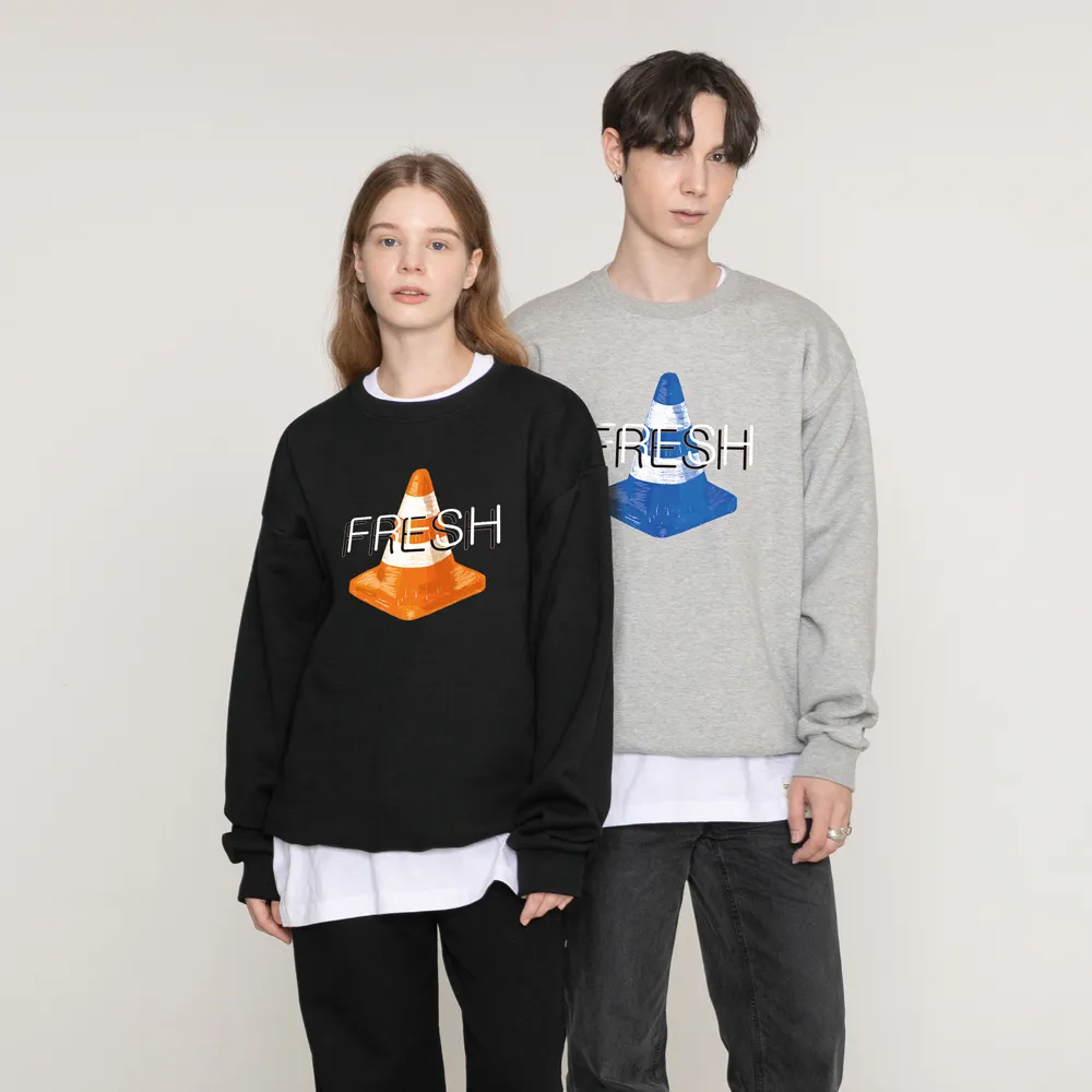 [ODNR-UNISEX]FRESH SIGN 맨투맨_블랙/오렌지 로고 - 감도 깊은 취향 셀렉트샵 29CM