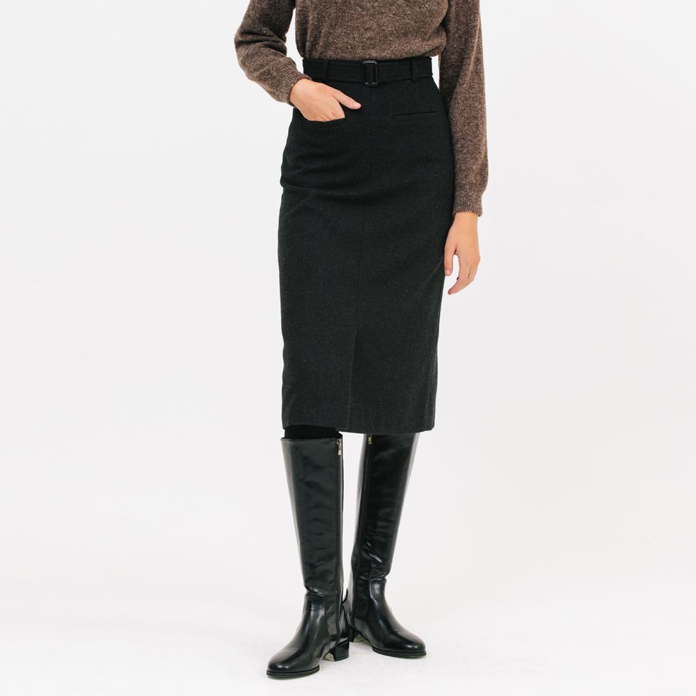belted wool H-line skirt_black - 감도 깊은 취향 셀렉트샵 29CM