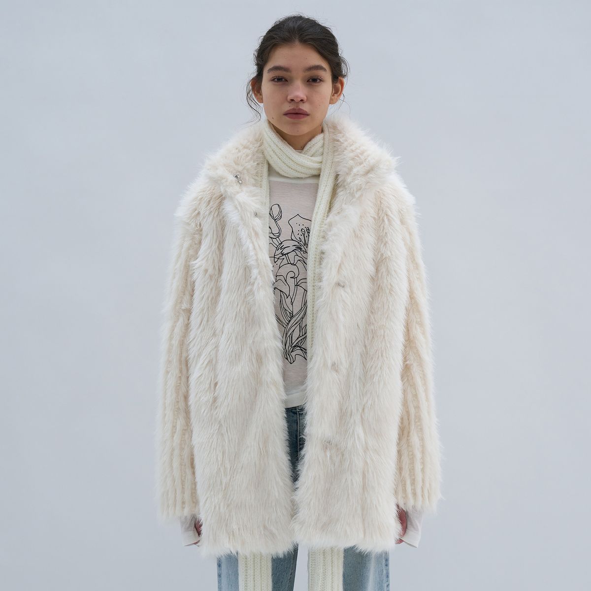 HAIRY HIGHNECK FUR COAT_MIX IVORY - 감도 깊은 취향 셀렉트샵 29CM