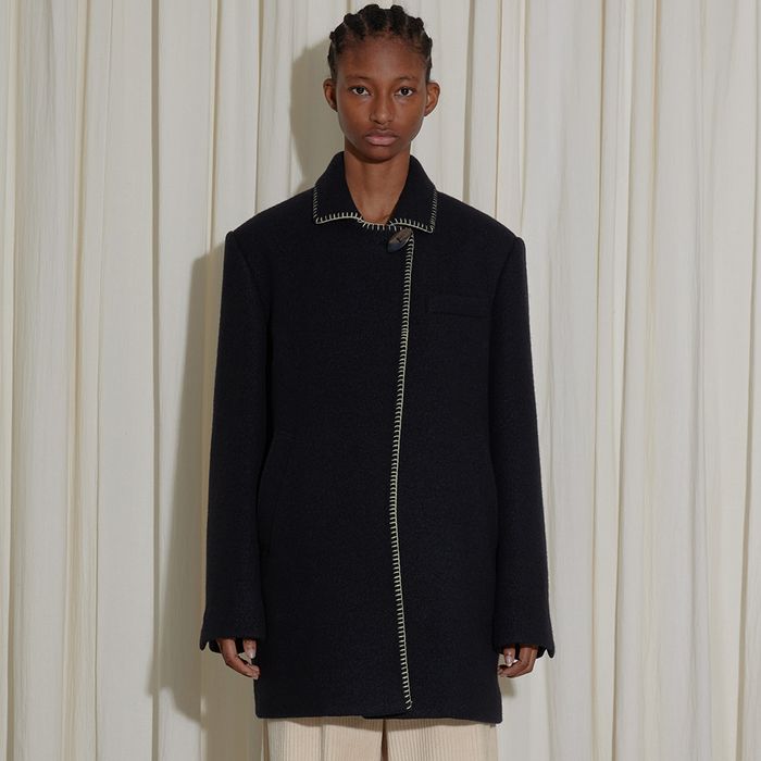 RUNNING STITCH WOOL HALF COAT - NAVY - 감도 깊은 취향 셀렉트샵 29CM