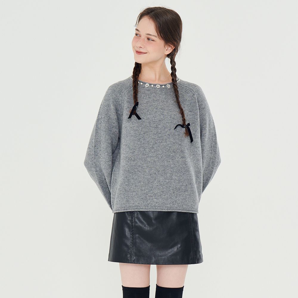 MET jewelry neck wool knit gray - 감도 깊은 취향 셀렉트샵 29CM