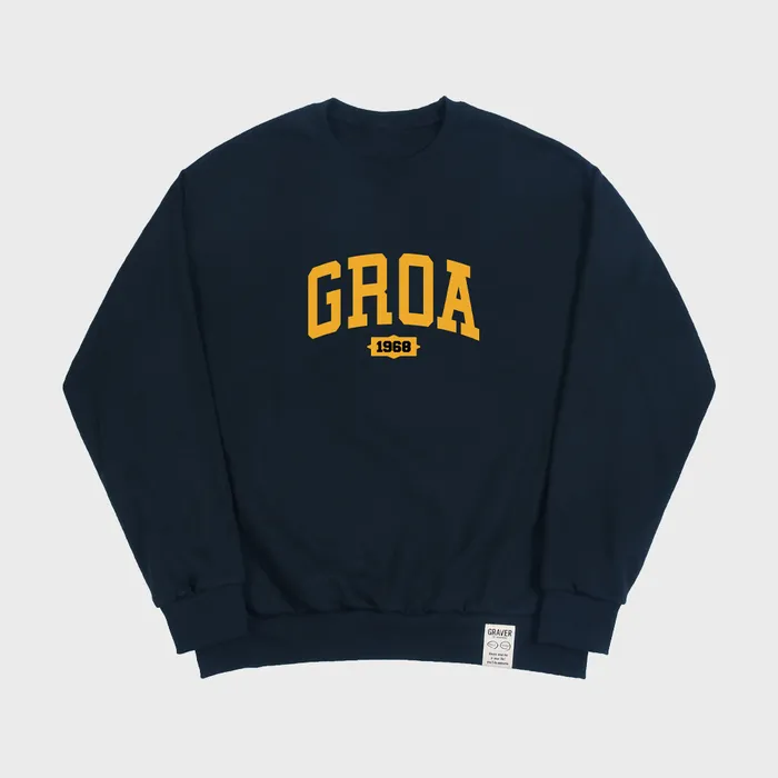 [ODNR-UNISEX]GROA 아치로고 1968 맨투맨_네이비 - 감도 깊은 취향 셀렉트샵 29CM