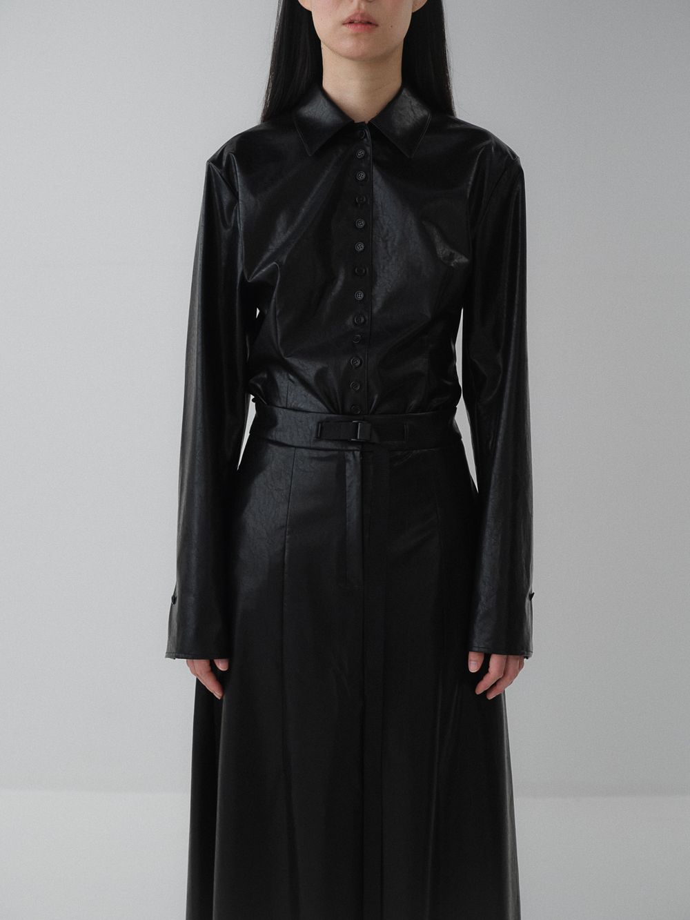 TABITHA LONG ECO LEATHER SKIRT (BLACK) - 감도 깊은 취향 셀렉트샵 29CM