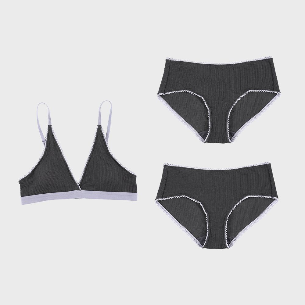 (3 pack) Triangle ribbed tencel set in moonlight (브라1+팬티2) - 감도 깊은 취향 셀렉트샵 29CM