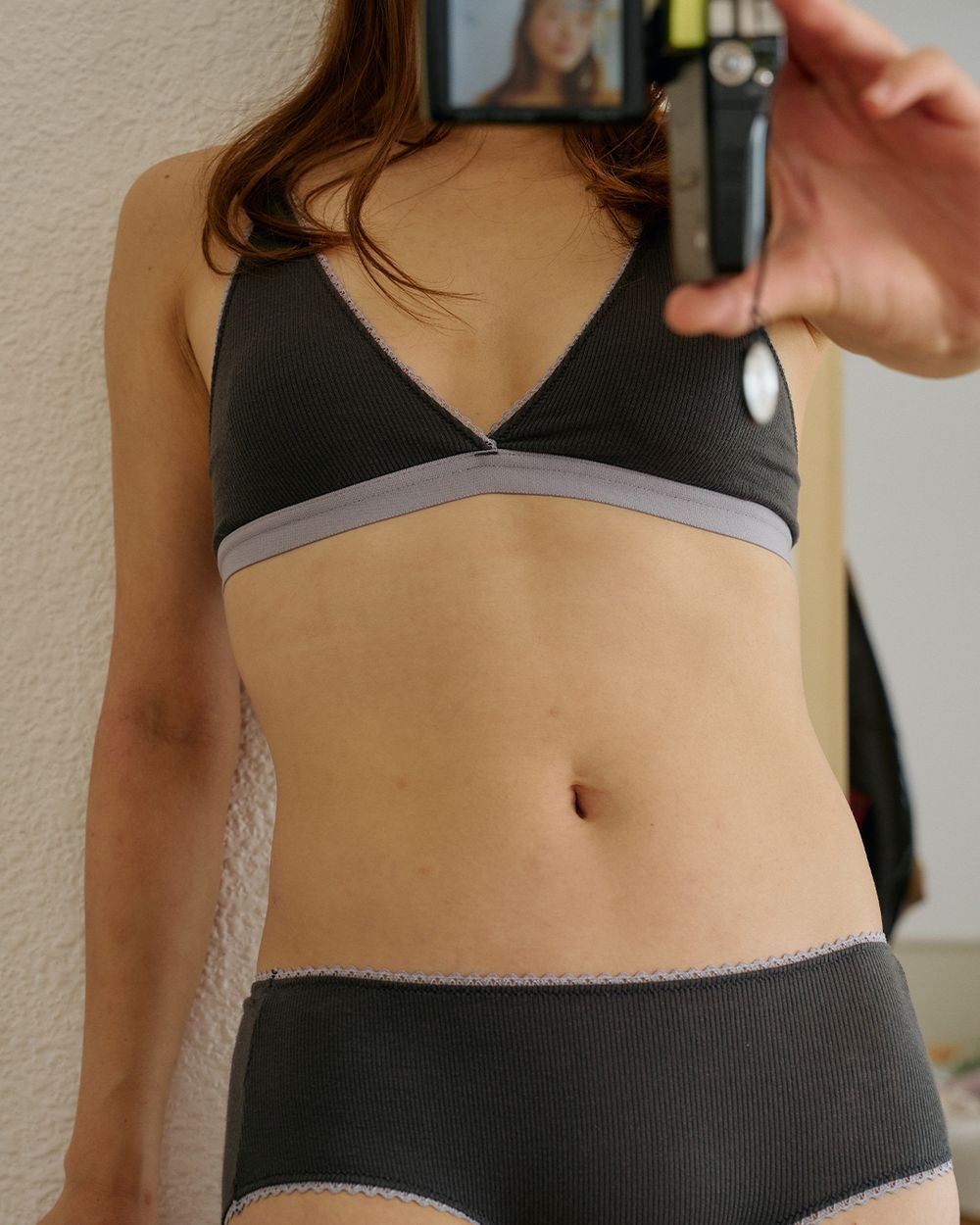 (3 pack) Triangle ribbed tencel set in moonlight (브라1+팬티2) - 감도 깊은 취향 셀렉트샵 29CM