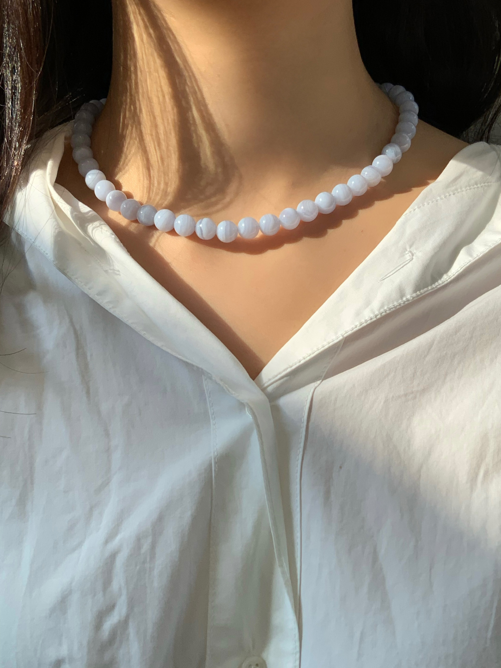 Chalcedony necklace (8mm) 칼세도니 네크리스 - 감도 깊은 취향 셀렉트샵 29CM
