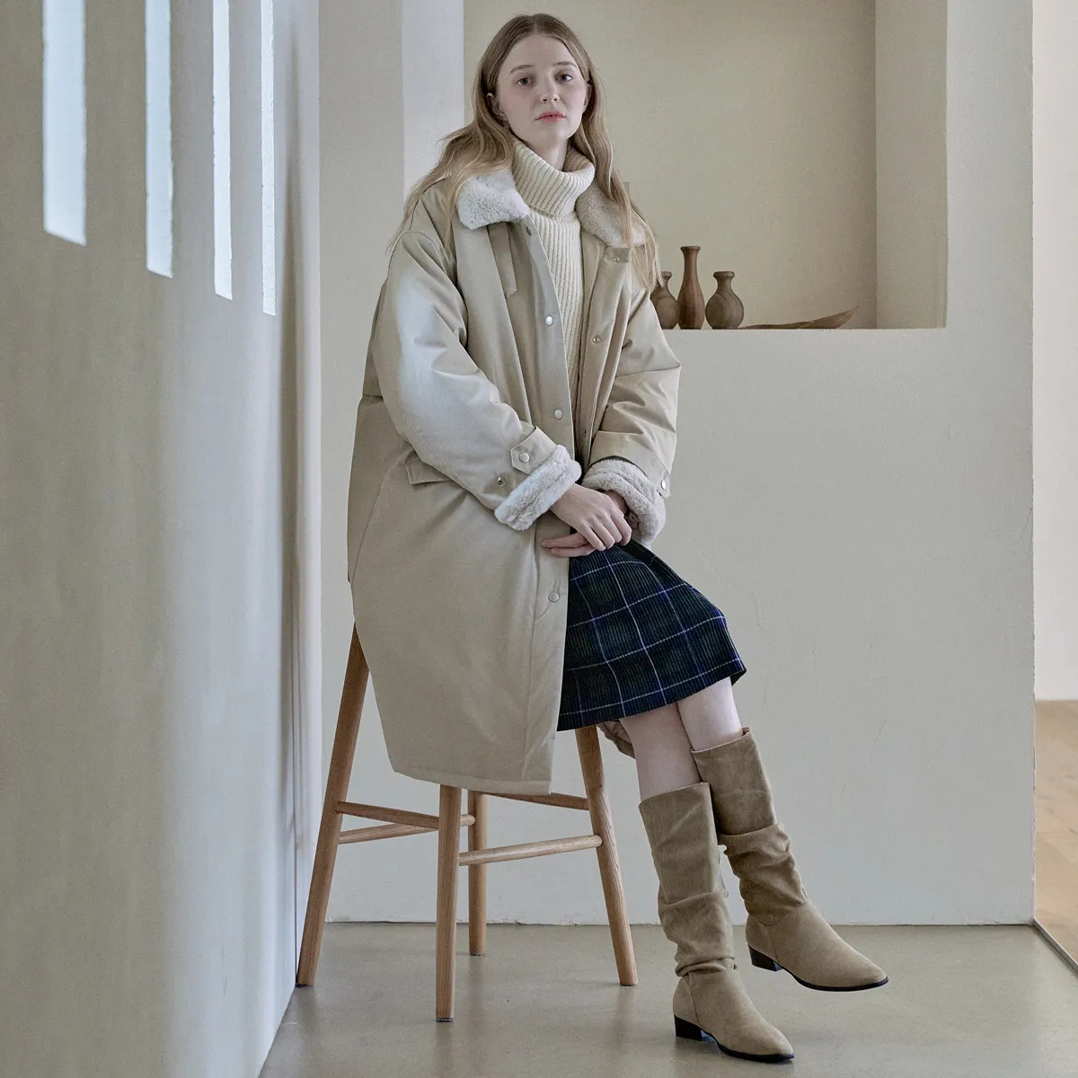 Safari Fur Long Padding Jumper - BEIGE - 감도 깊은 취향 셀렉트샵 29CM