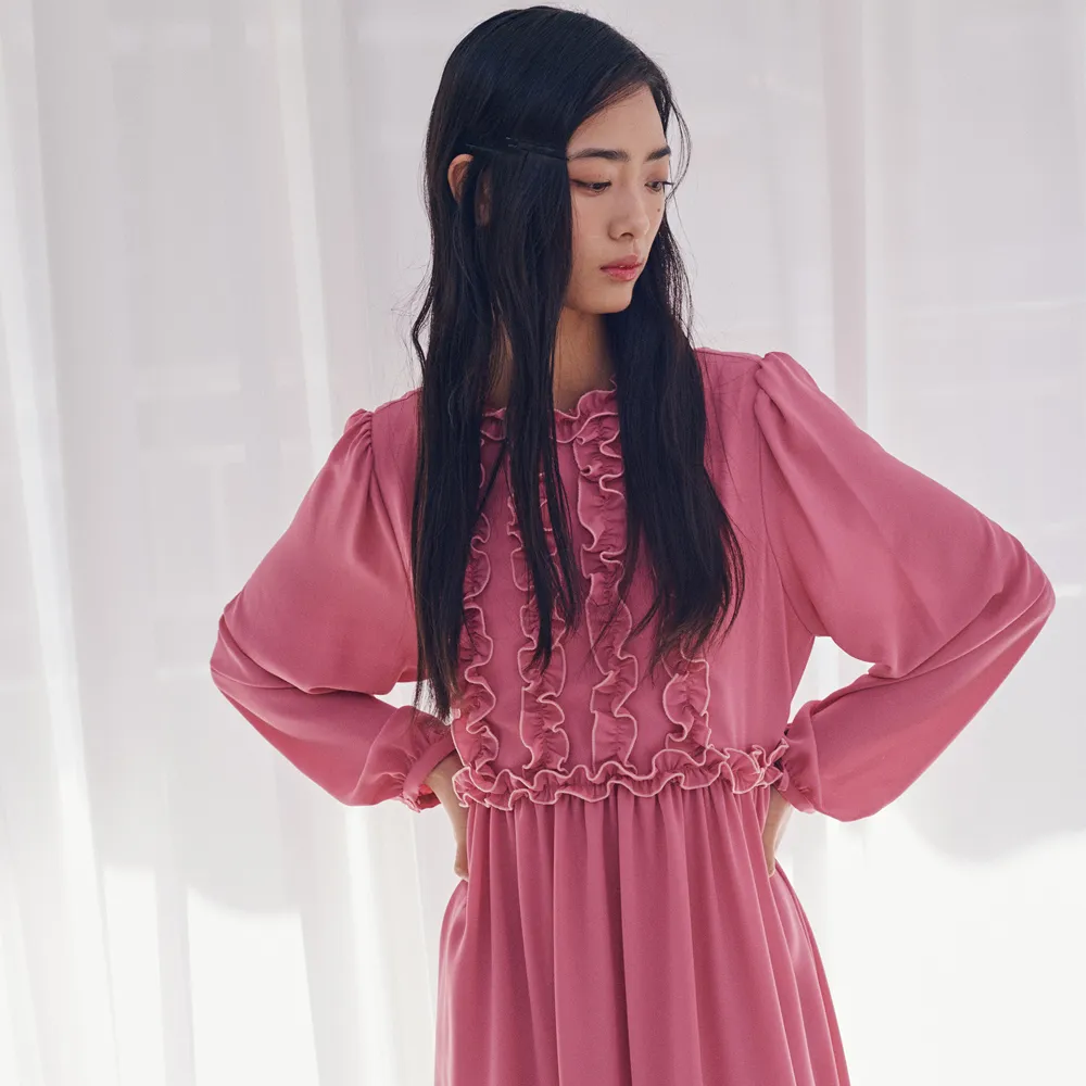 Ruffled Shirring Romantic One-piece_pink - 감도 깊은 취향 셀렉트샵 29CM