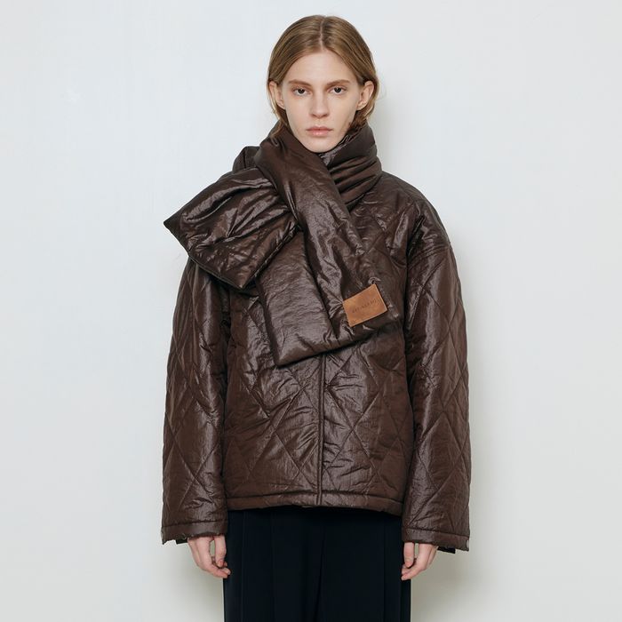 Quilting Padding Jacket with Muffler_Chocolate Brown - 감도 깊은 취향 셀렉트샵 29CM
